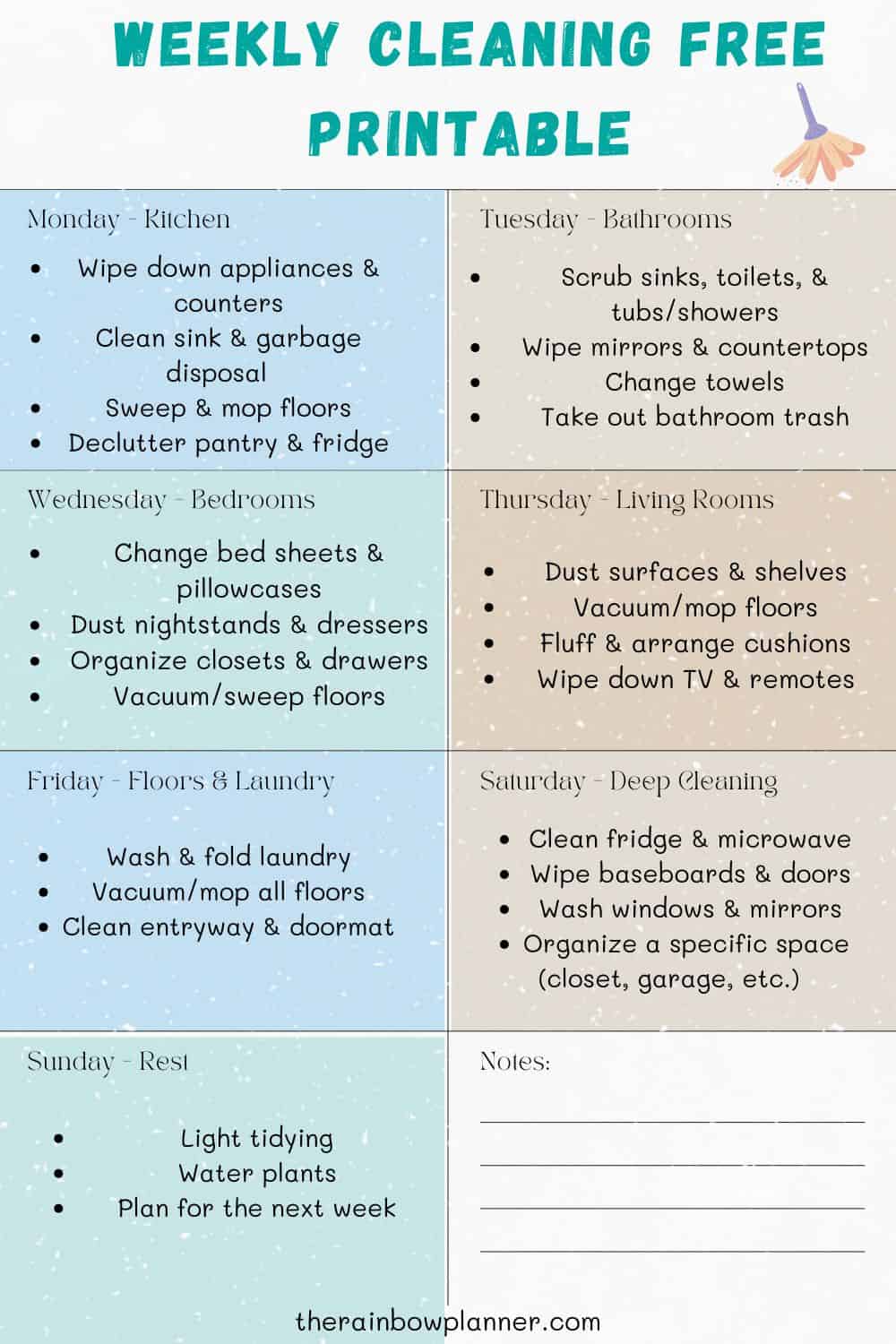 How to Create a Weekly Cleaning Schedule (Free Weekly Cleaning ...